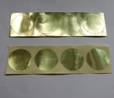 China Gold Self-adhesive wafer for embosser seal, certification, gold stamping for sale