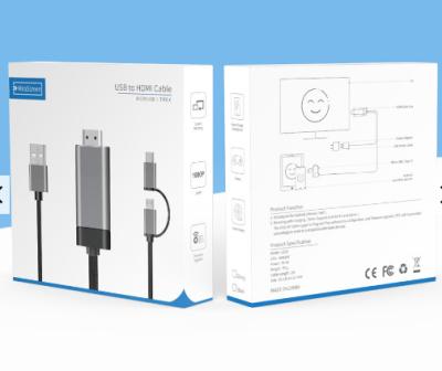 Cina 2 in 1 1080p micro Hdmi cabli Hdmi di alluminio al cavo del Usb C in vendita