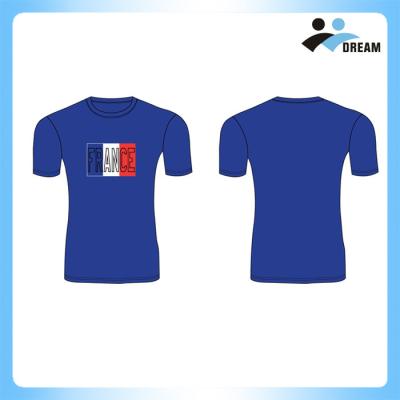 China China supplieer cheap dry fit polyester custom logo sublimation t shirt, blue color mans t-shirt, running jersey for sale