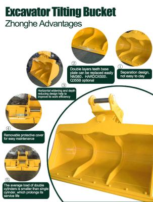China For Komatsu for Caterpillar Hitachi Excavator for Komatsu for Caterpillar Mini Excavator Hydraulic Mud Cleaning Tilt Bucket for sale