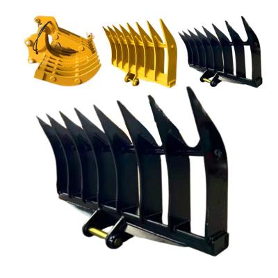 China Mini Excavator Root Rake Bucket , Kobuta Mini Excavator Brush Rake for sale