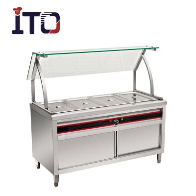 Cina Commercial High Quality Vertical Electric Bain Marie With Curved Glass Cover 1120*670*800+600mm in vendita