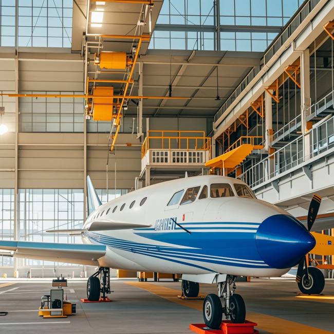 Interior view of steel structure hangar