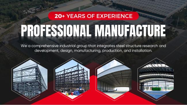 Prefabricated steel structure car showroom exterior view