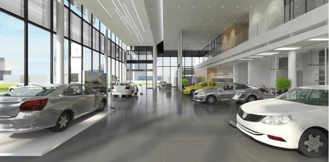 Steel structure showroom interior lighting