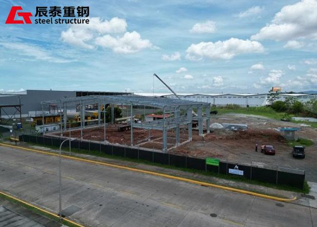 Interior view of steel frame construction