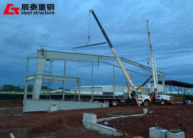 Completed warehouse structure with roll-up doors
