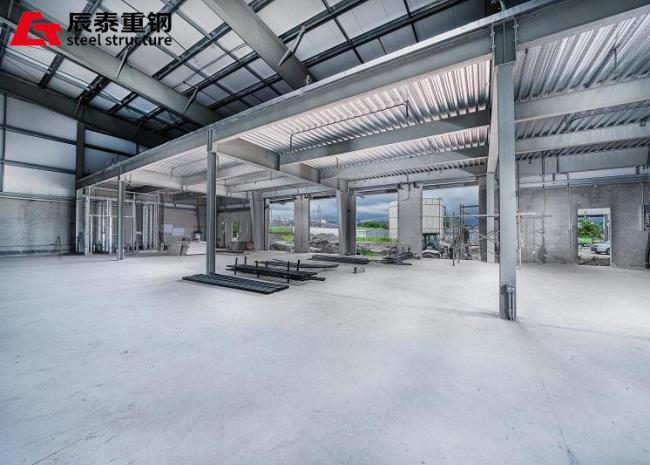 Finished warehouse interior with mezzanine