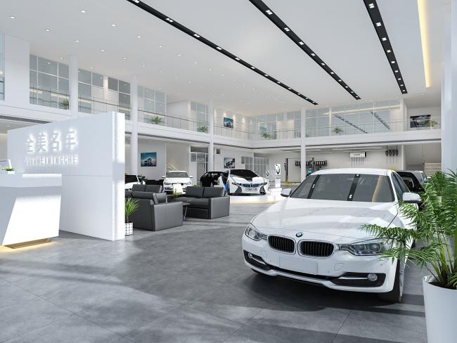 Interior view of steel structure car showroom