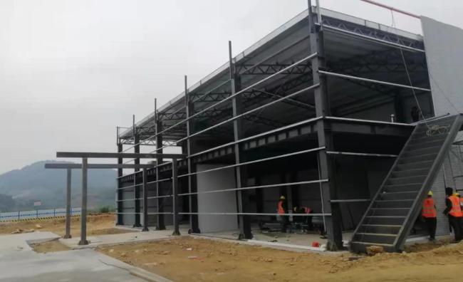 Detailed view of steel connections