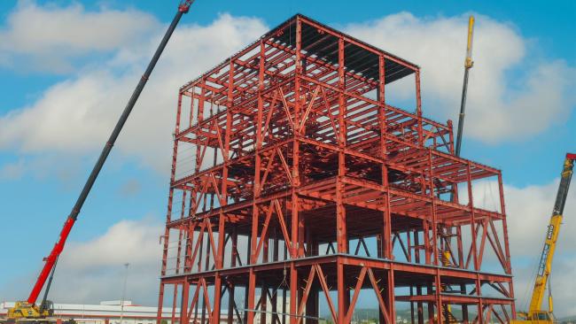 Detailed view of steel structure components