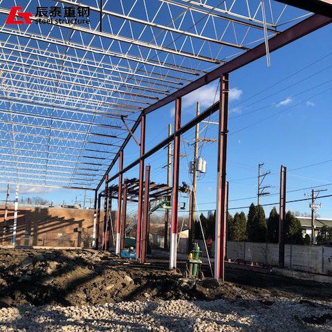 Close-up of steel frame construction details