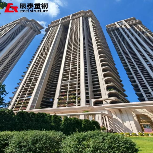 Interior view of high-rise steel structure building showcasing spacious design