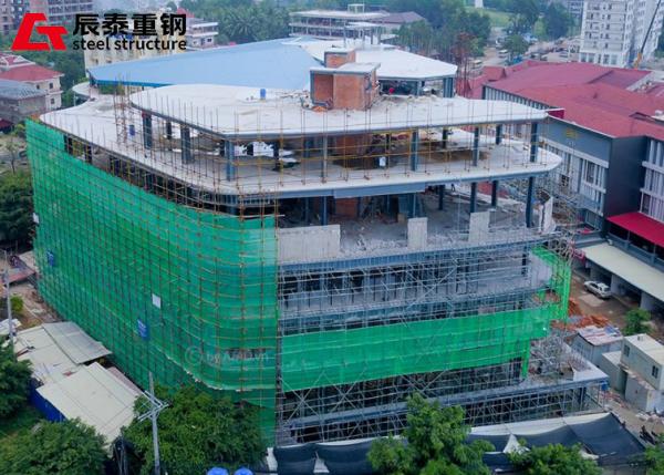 Quality Shopping Mall High Rise Steel Structure Building Galvanized For Flexible Space for sale