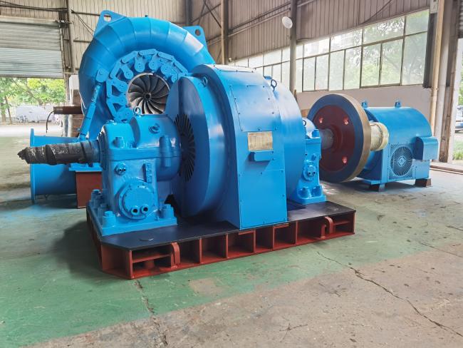 Industrial water turbine generator in operation