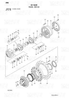 中国 水力ZX200-3 旅行 最終ドライブ 掘削機のカタログ 9233692 9261222 販売のため
