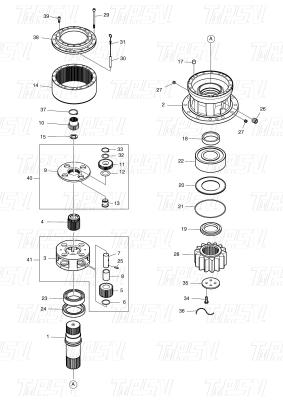 China K1002518B K1002518 K1002518A 130401-00021 DX300 Excavator Swing Drive Catalog with Various Excavator Models Capacities for sale