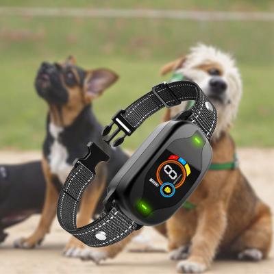 China Waterproof LCD Screen Rechargeable IP67 Rated Plastic Dog Bark Collar Eco-friendly Large/Medium/Small Dogs 3 Adjustable Modes for sale