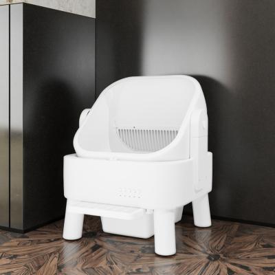 China Automatic Smart Cat Litter Box Open-Top Design New APP Control Dual Safety Sensors Self-Cleaning PP Plastic Easy Clean 80L for sale