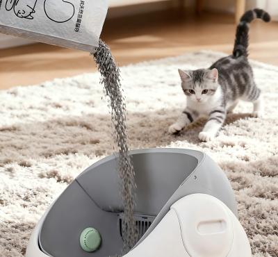 China Plastic Eco-Friendly Deodorant Ball Cat Litter Box Automatic Cleaning Large Capacity Enclosed Anti-splatter Design Sieve Easy for sale