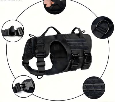China Multiple Pockets Tactical Dog Harness Adjustable Heavy Duty Reflective 100% Nylon Buckle Closure for sale