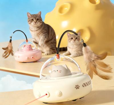 China Adjustable Chicken Toy Automatic Laser Feather Bell Interactive Electric USB Rechargeable Safe Lifelike Taffeta Material for sale