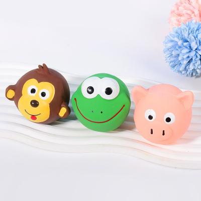 China Colorful Animal Shape Taffeta Automatic Lifelike Pet Ball Toy for Chickens Smiling Monkey Frog Pig Playful Interactive for sale