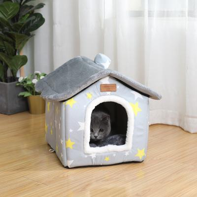 China Indoor Cat House Soft Warm Cozy Star Pattern Washable Pet for sale