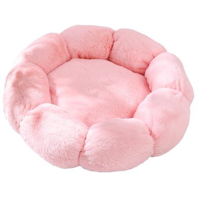 China Wool Plush Cat Bed Soft Comfortable Cozy Removable & Washable Pet Furniture for Cats to Rest and Relax for sale
