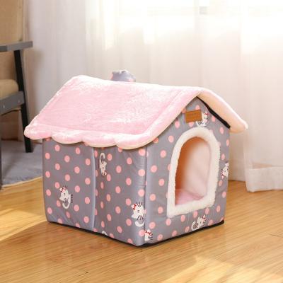 China Gray Wool Cat House Star Pattern Soft Warm Cozy Indoor Removable Hand Wash Only for sale