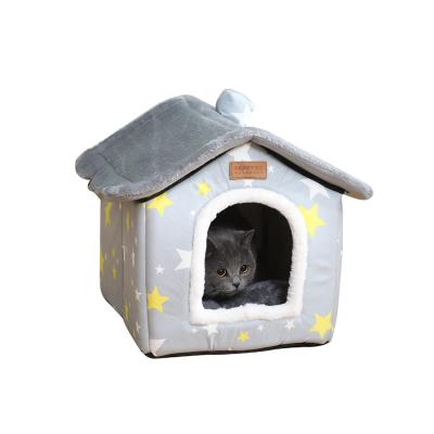 China Cozy Wool Cat House Star Pattern Soft Warm Indoor Removable Washable Hand Wash Only Pet for sale