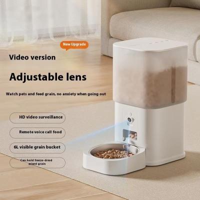 China Intelligent 6L Pet Food Dispenser Adjustable Camera Automatic Eco-Friendly IPX5 Waterproof Charge Outdoor Summer Travel Use for sale