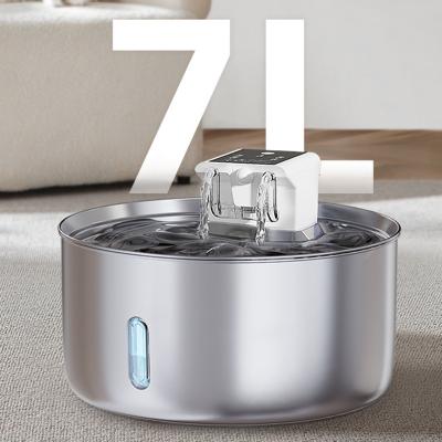 China 7L Rechargeable Stainless Steel ABS IPX5 Waterproof Pet Water Dispenser Large Capacity Dog Bowl Automatic Water Circulation for sale