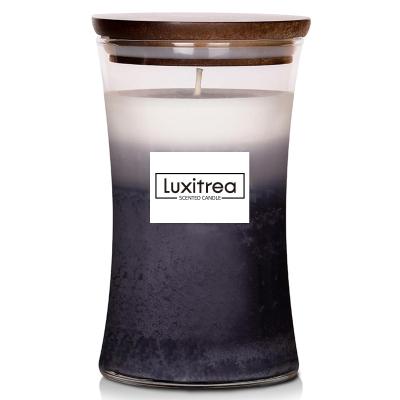 China Long Lasting Large Glass Jar Candle With Crackling Wick 21oz Clean Burn for sale