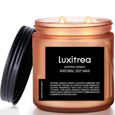 China 11oz Scented Soy Wax Candle 70H Burn Time Tropical Orchard 2 Wick Candles for sale