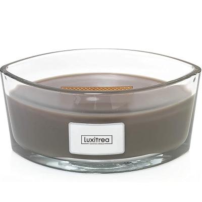 China 16 Oz Neutral Tobacco Agarwood Amber Scented Candle Glass Jar With Lid for sale