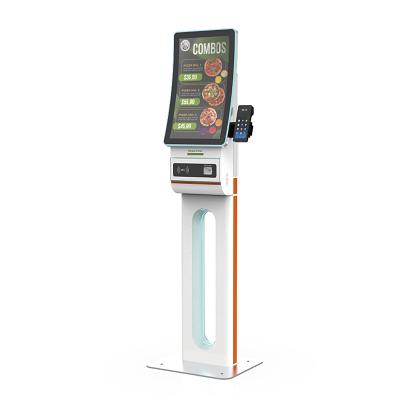 China 23.6-inch Self-service Ordering Kiosk, with card payment support and built-in ticket printer, 1920*1080 resolution. for sale