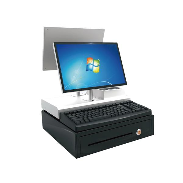 Quality 14.1-Inch Dual-screen All-in-One POS Terminal, Complete Package with Cash Drawer and Keyboard, Integrated Retail Cash Register with Built-in Printer for sale