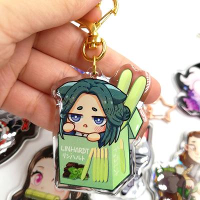 Cina Chiaro doppio su ordinazione che stampa gli incanti acrilici a resina epossidica Keychains con scintillio in vendita