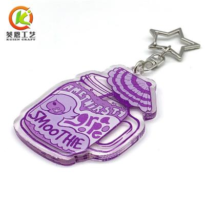 Cina Catena chiave Keychains di chiaro scintillio acrilico a resina epossidica trasparente sveglio di abitudine in vendita