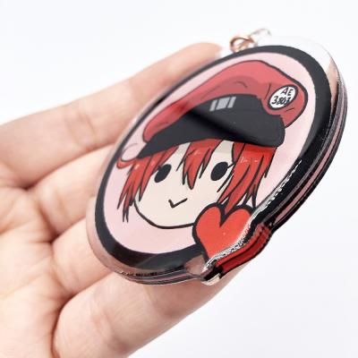Cina Custom Print Manufacturer Charm Single Epoxy Cute Anime Acrylic Key chain with Glitter in vendita