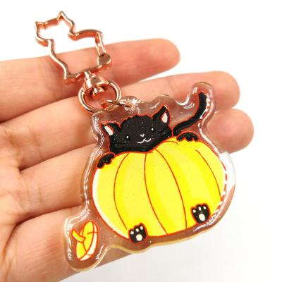 Cina Custom Print Manufacturer Charm Single Epoxy Cute Anime Acrylic Key chain with Glitter in vendita