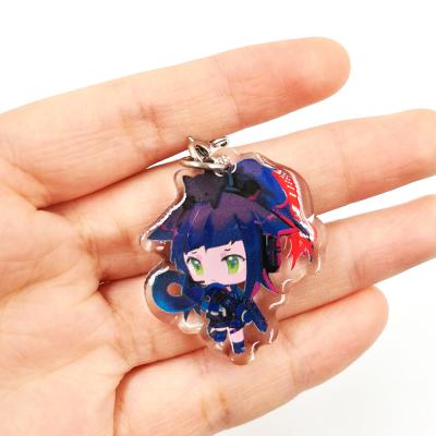 Cina Custom Print Personalized Eco-friendly Plastic Double Printing Clear Epoxy Glitter Acrylic Keychain in vendita