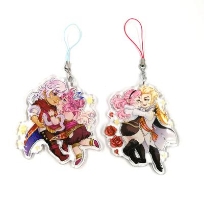 Cina Custom Print Personalized Eco-friendly Plastic Double Printing Clear Epoxy Glitter Acrylic Keychain in vendita