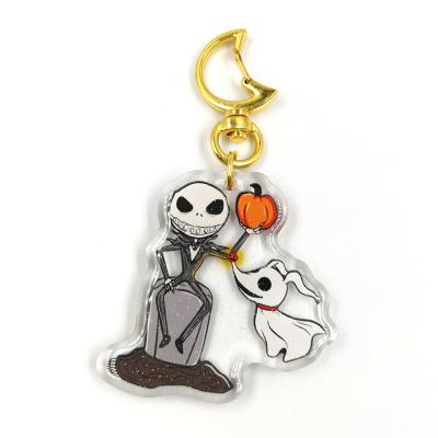 Cina Custom Double Side Printing Resin Epoxy Glitter Clear Anime Flower Boy Acrylic Charms Keychains in vendita