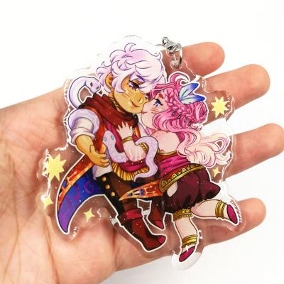 Cina Custom Clear Anime Epoxy Glitter Resin Printed Any Image Acrylic Charms Key chains in vendita