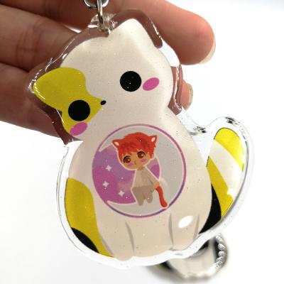 Cina L'anime acrilico animale sveglio della stampa di chiaro scintillio su ordinazione promozionale dell'epossiresina incanta la catena chiave in vendita