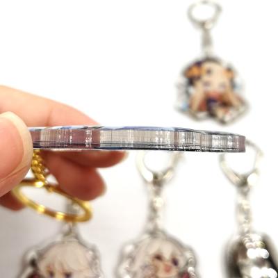 Cina Catena chiave della catena chiave della stampa della catena chiave di anime del carattere di scintillio di incanto a resina epossidica adorabile su ordinazione dell'acrilico in vendita