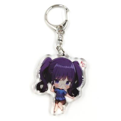 Cina Custom Clear Printed Double Glitter Epoxy Resin Acrylic Charms Keychain for Gift with Star Clasp in vendita