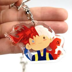 Cina Custom Clear Printed Double Glitter Epoxy Resin Acrylic Charms Keychain for Gift with Star Clasp in vendita